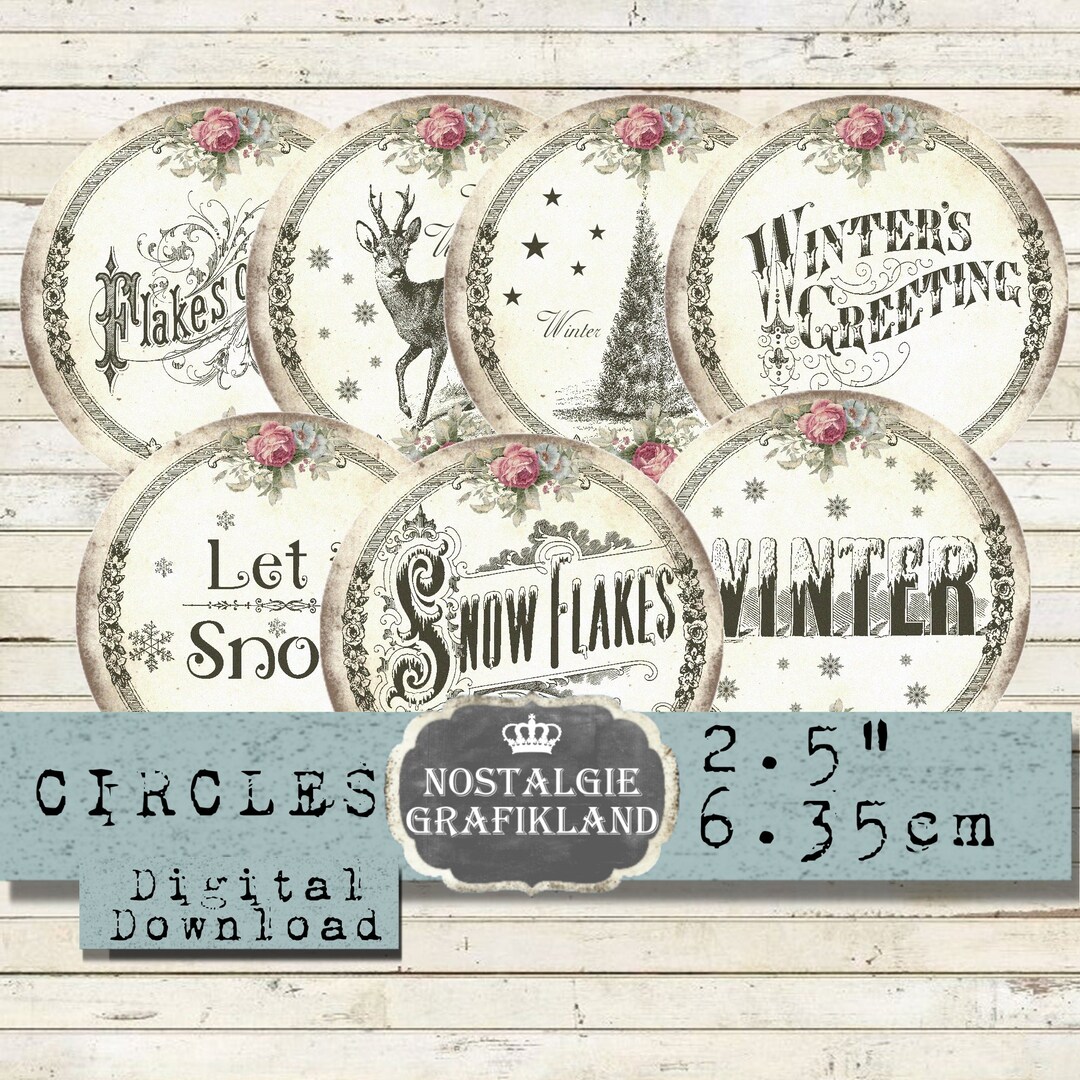 Winter Wonderland Circles Printable Let It Snow Snowflakes Flakes ...