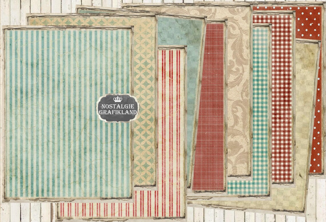 EPHEMERA Printable Background Digital Paper Pack Vintage Papers Strips ...