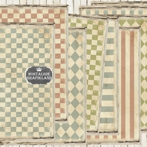 GEOMETRIC Background Digital Printable Paper Pack Vintage Checkerboard ...