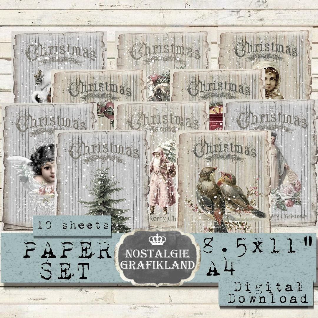 CHRISTMAS Wood Paper Pack Printable Shabby Country Rustic Papers Set ...