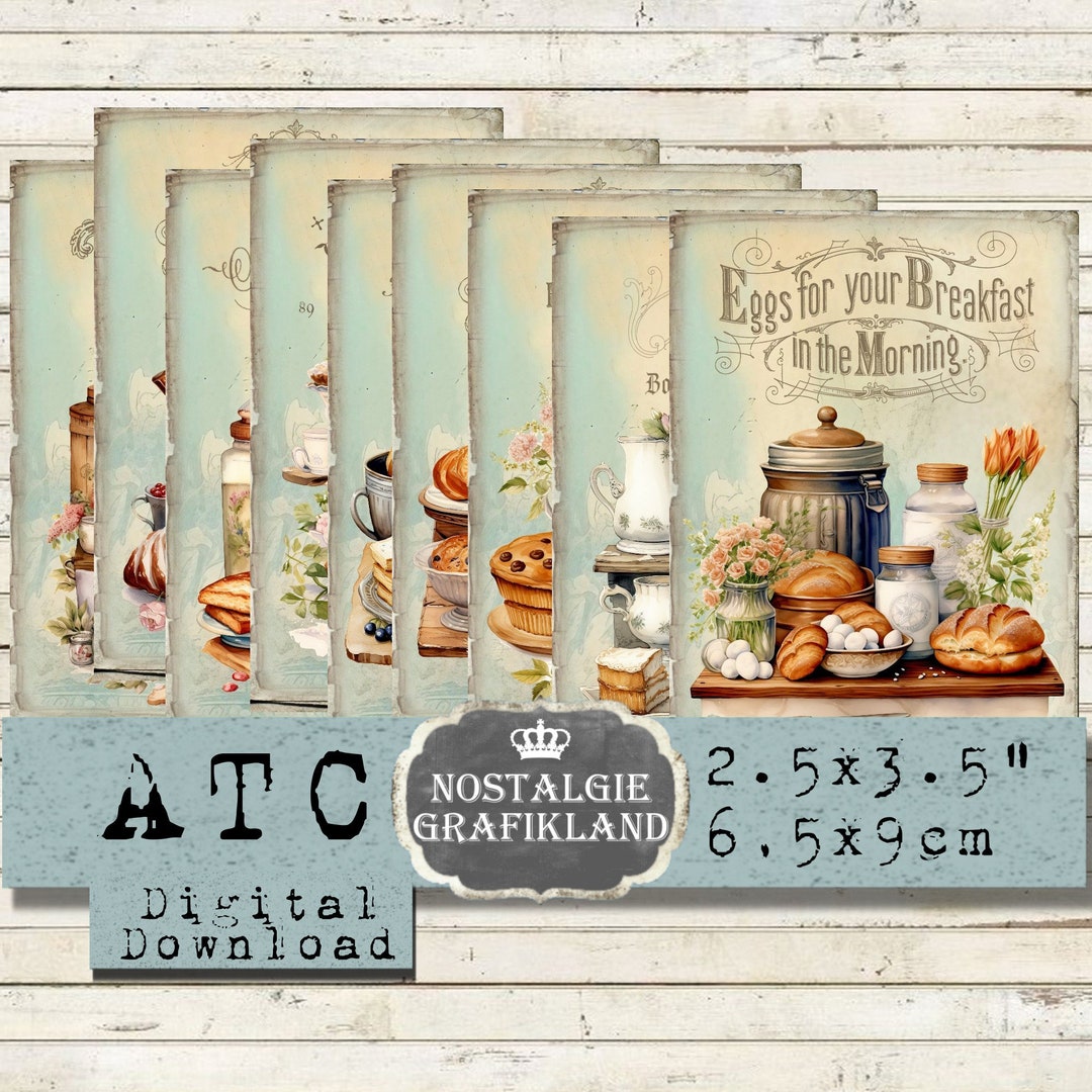 Cafe Breakfast Digital French Coffee Tea Printable Bakery Brunch ...
