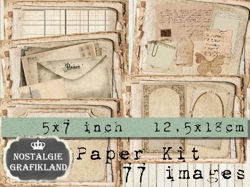 OLD PAPER Digital Kit vintage Journal antique printable | Etsy