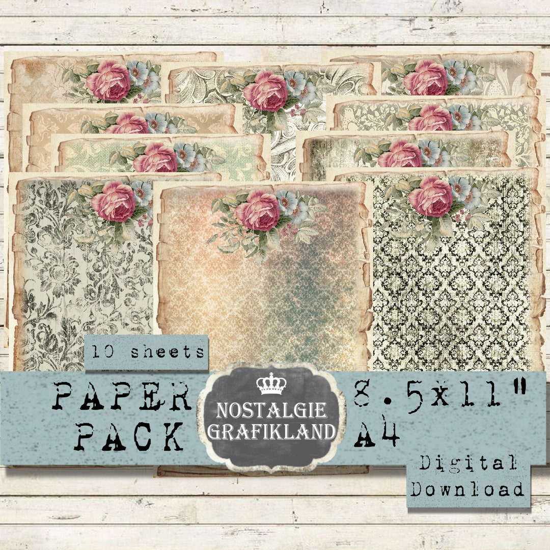 DAMASK Printable Background Paper Pack Digital Papers Vintage Grunge ...