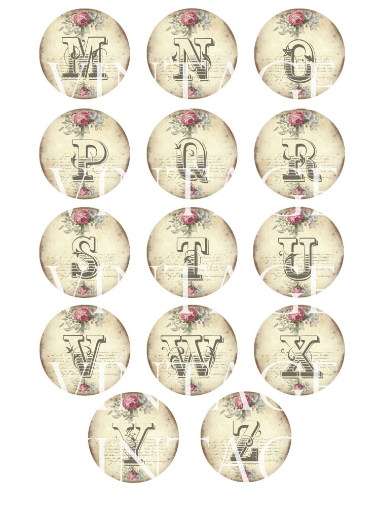 Alphabet Printable ABC Shabby Chic Circles Organizing Monogram | Etsy