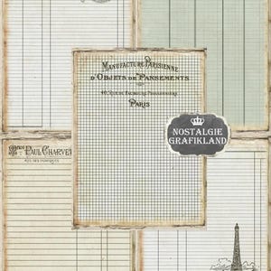 FRENCH LEDGER Printable Paris Paper Pack Old Papers Junk Journaling ...