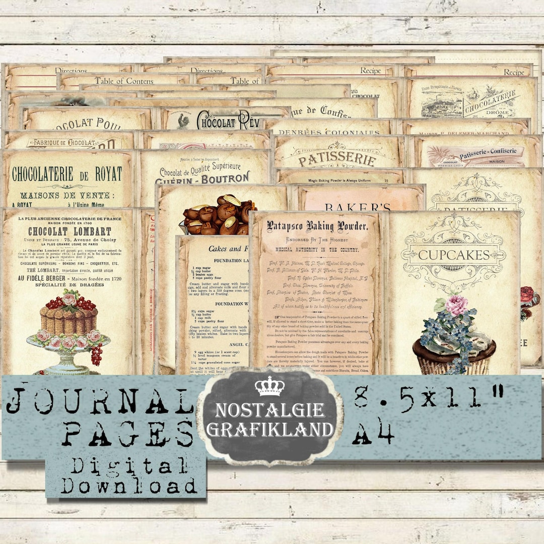 BAKERY Recipe Journal Printable Bakery Patisserie Book Cupcakes Cakes ...