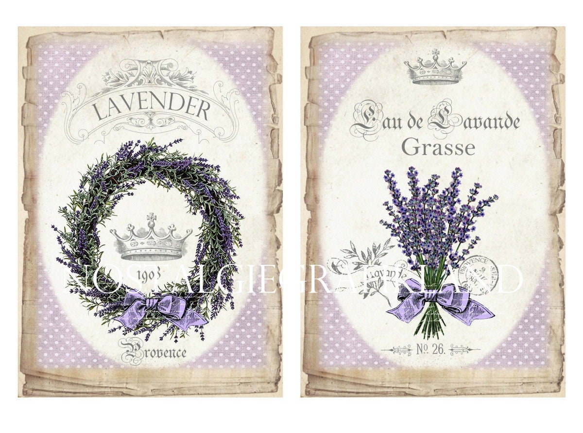 Lavender Digital Papers Printable Vintage Cards Journal 5x7 | Etsy
