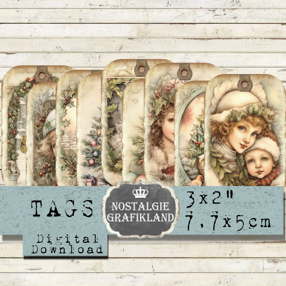 Christmas Tags Shabby Chic Label Journal Elements Selfprinting Add on ...