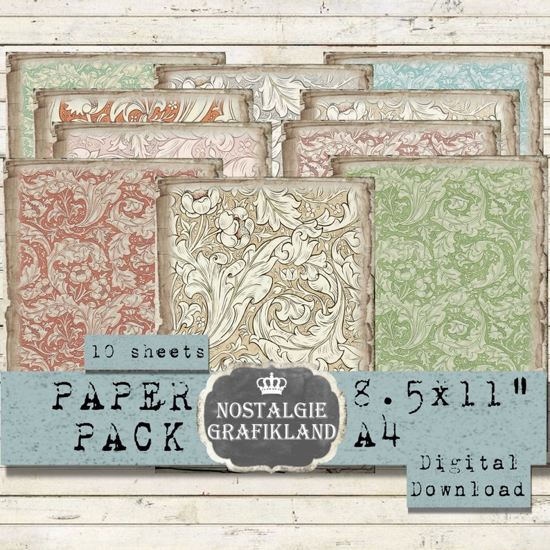 BAROQUE Printable Papers Digital Paper Pack Ornaments Scroll Rococo ...