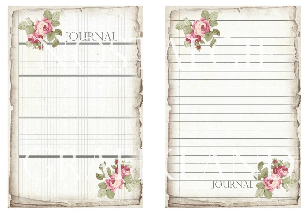 Printable Writing Paper Grid Journal Pages Vintage Ephemera 6 | Etsy
