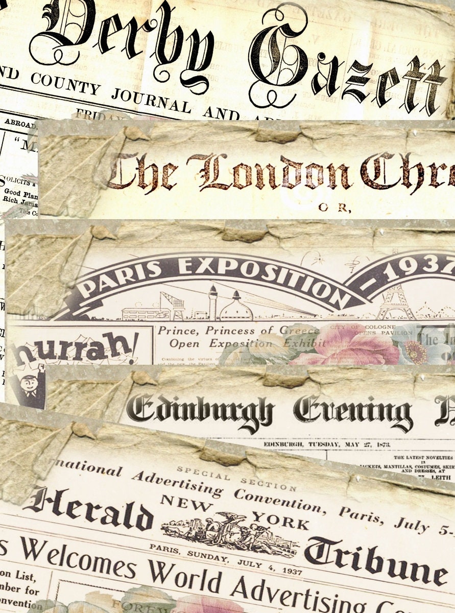 Digitale collage Zeitungen Set Newspaper Scrapbook Papiere | Etsy