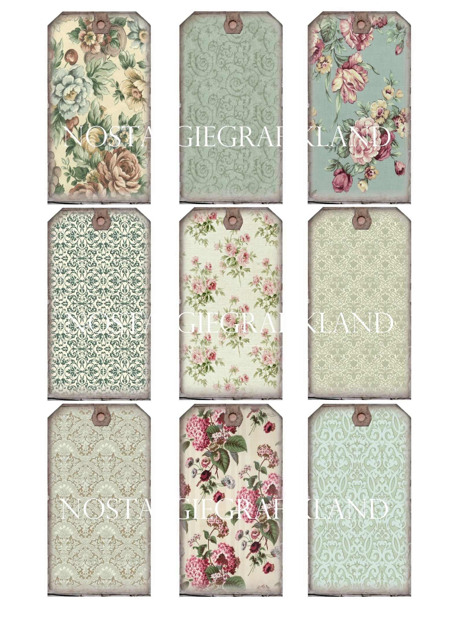 Background Tags Printable Ephemera Vintage Journaling Prints Petrol ...