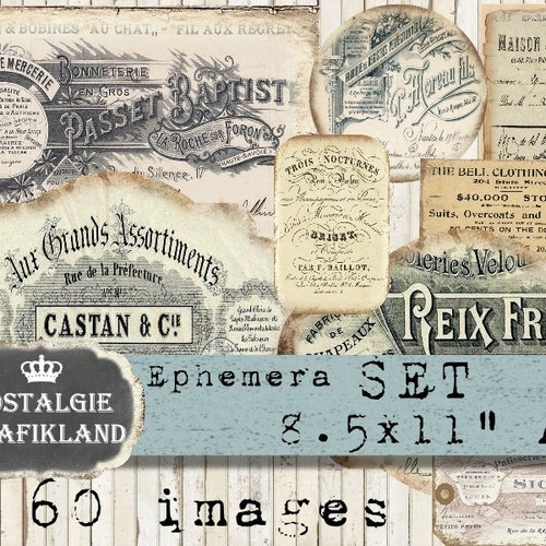 Vintage Digital Ephemera Graphic Art JPG Digital Kit junk | Etsy