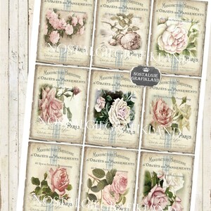 Shabby Chic French Roses Printable Labels Journals Flowers ATC Digital ...