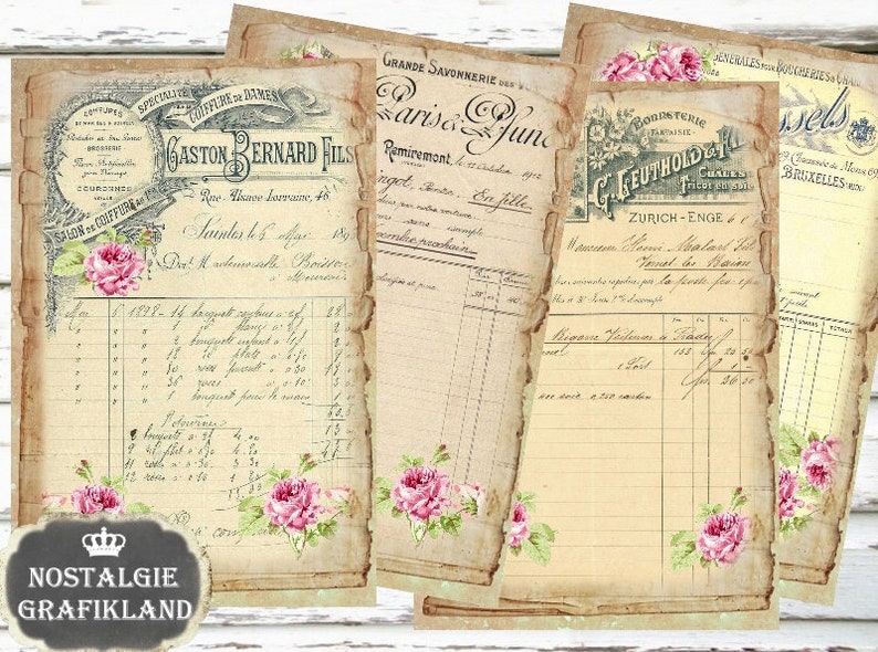 French Ephemera Collage Sheet Digital Journal Old Script - Etsy