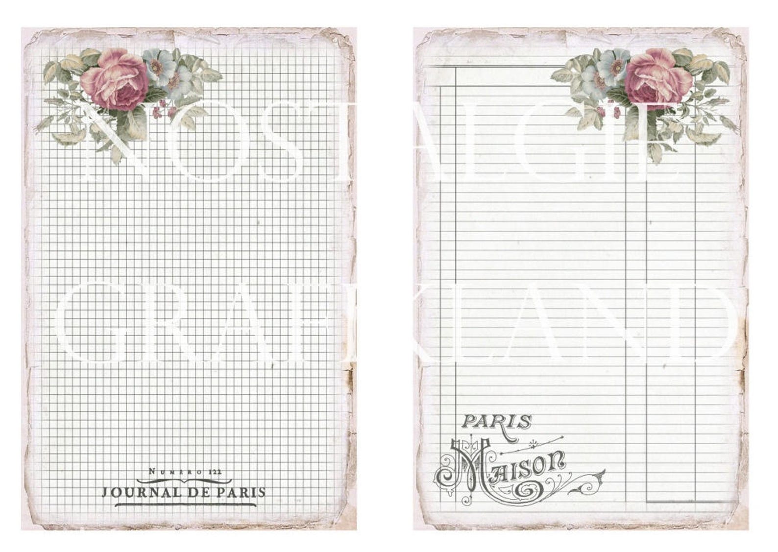 French Ledger Writing Paper Ephemera Vintage Papers Shabby - Etsy