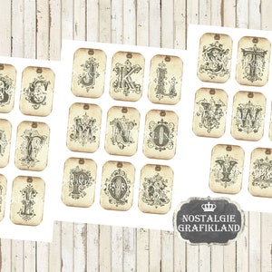 Alphabet Printable Tags ABC Monogram Vintage Letter Letters Ephemera ...