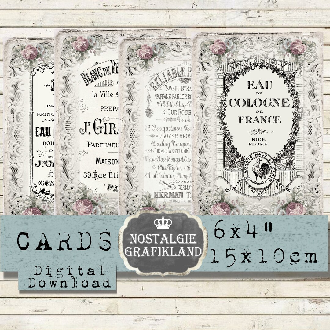 Perfume Labels Lace Soap French Digital Collage Printable Eau De ...