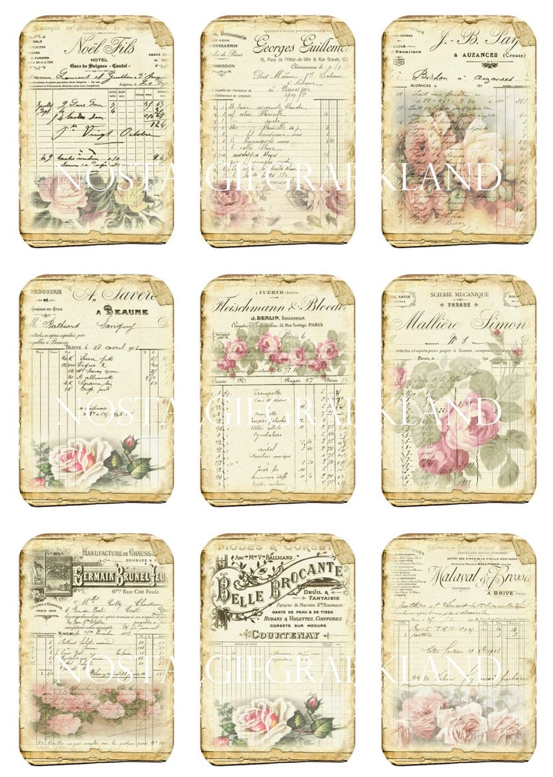 French Ephemera Vintage Old Ledger Tags Ephemera Documents - Etsy