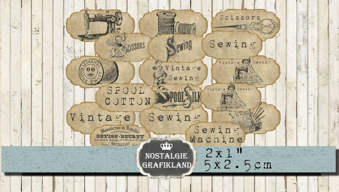Sewing Words Printable Needlework Vintage Labels Sewing Prints ...