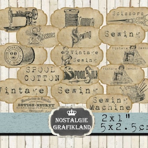 Sewing Words Printable Needlework Vintage Labels Sewing Prints ...