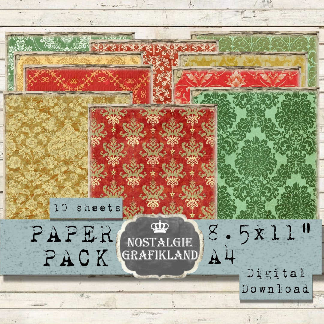 CHRISTMAS Background Red Green Digital Paper Pack Vintage Red Green ...