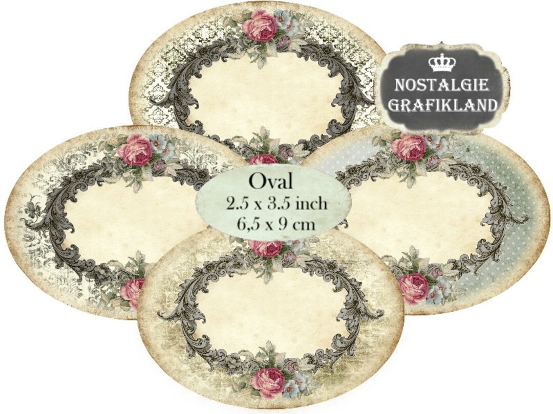 Blank Printable Labels Oval Blank Add Your Text Oval Ornate - Etsy