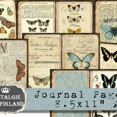 Printable Butterflies Ephemera Digital Butterfly Pages for | Etsy