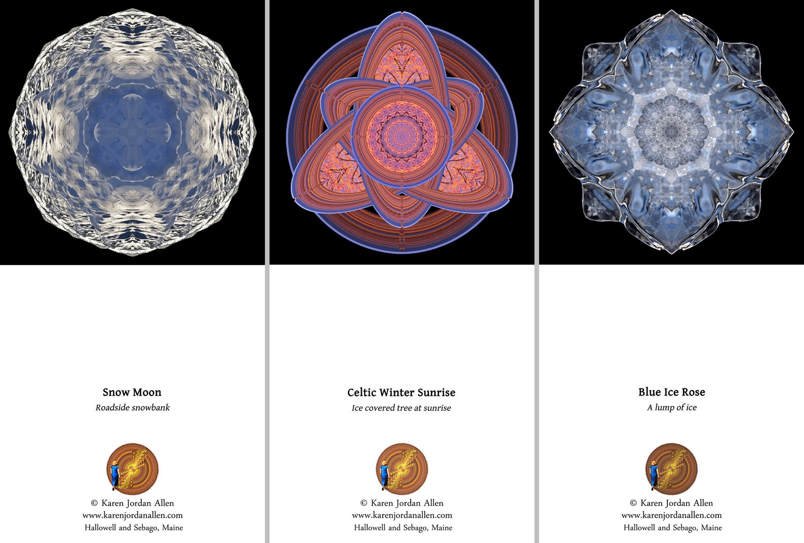 Nature Mandala Note Cards Boxed Set of 6 Maine Winter Mandalas Abstract ...