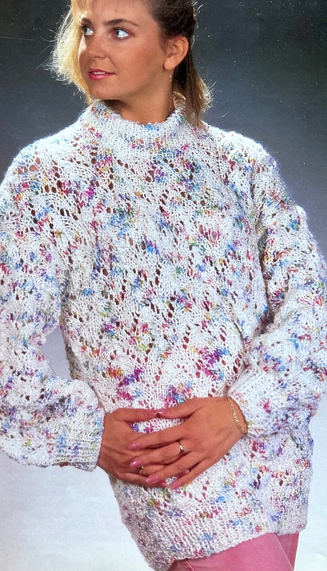 Ladies Chunky Sweater Knitting Pattern. Full Length Chunky Round Neck ...