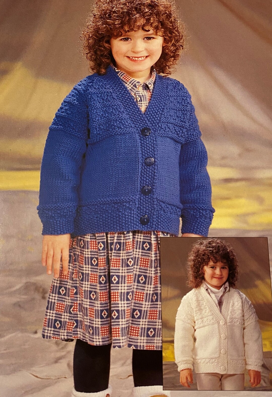 Child's Aran V-neck Cardigan Knitting Pattern (PDF Pattern) - Etsy