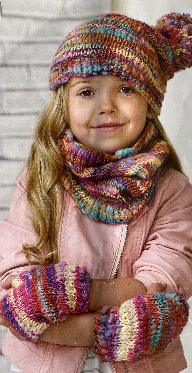 Girls Snood, Hats, Mittens and Scarf Set. in Beautiful Bamboozle Wool ...