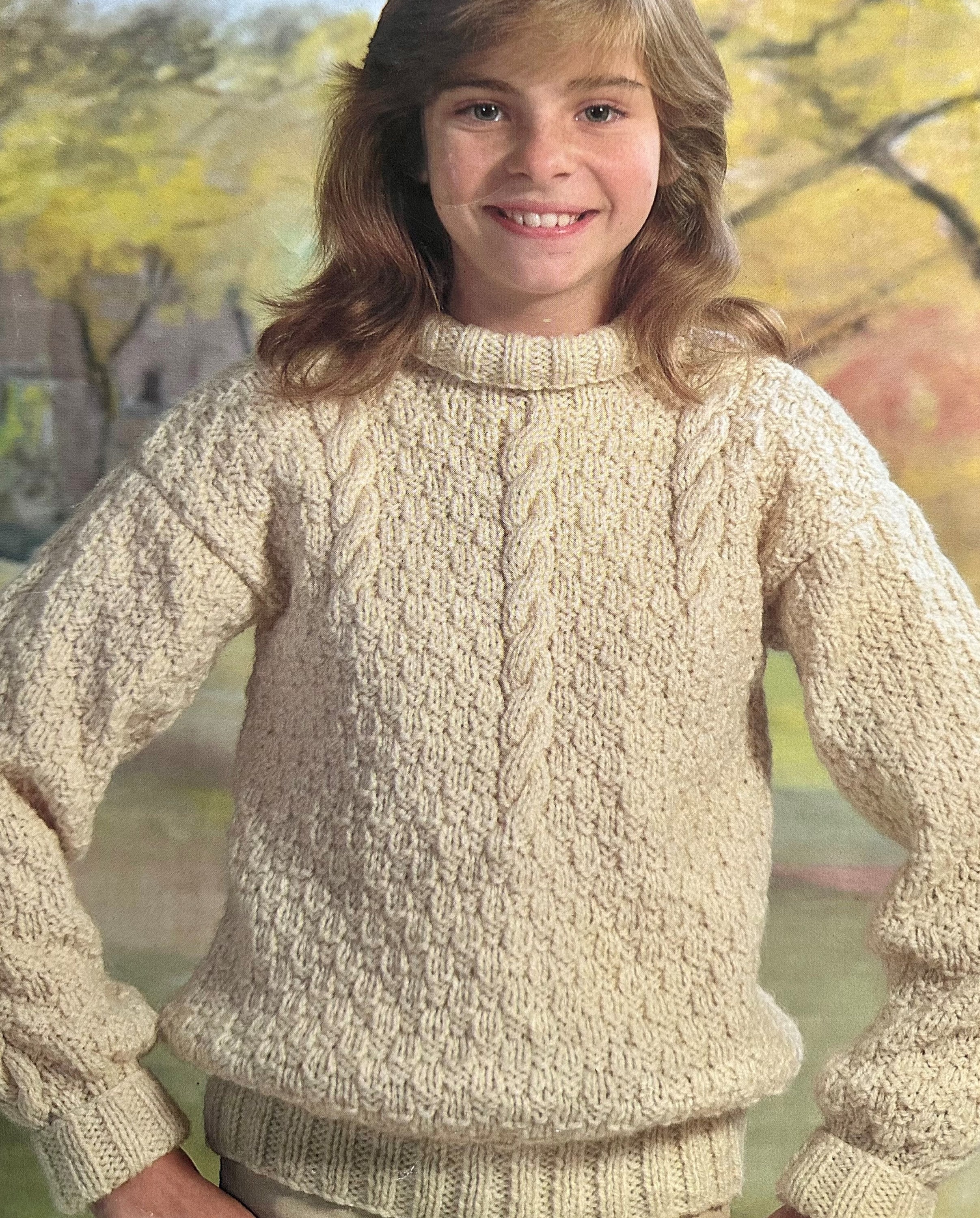 Child's Chunky Sweater Knitting Pattern. Teenager Aran Chunky Roll Neck ...