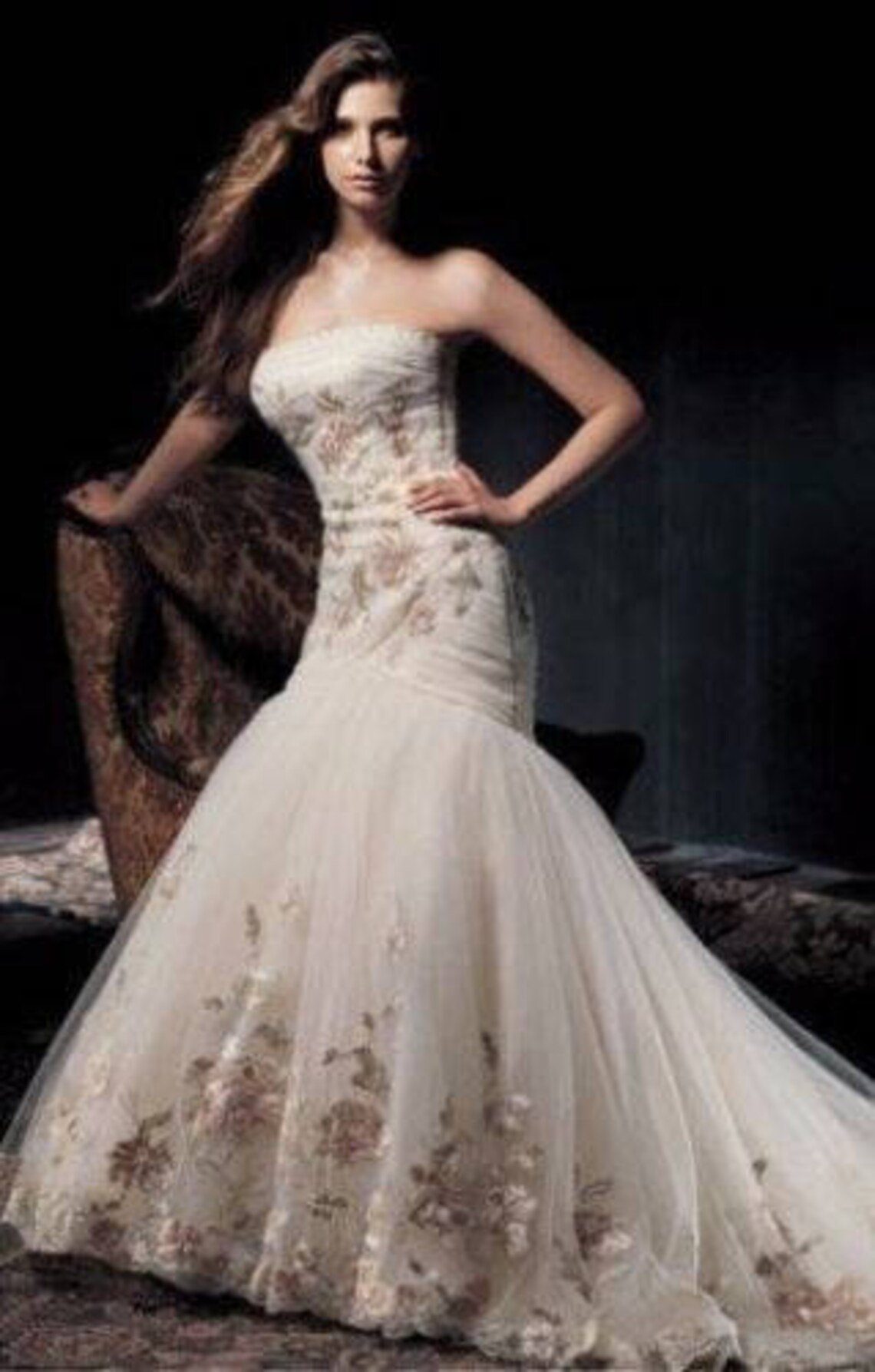 Stunning Ivory Floral Wedding Dress Size 10 by Bridal Elegance - Etsy