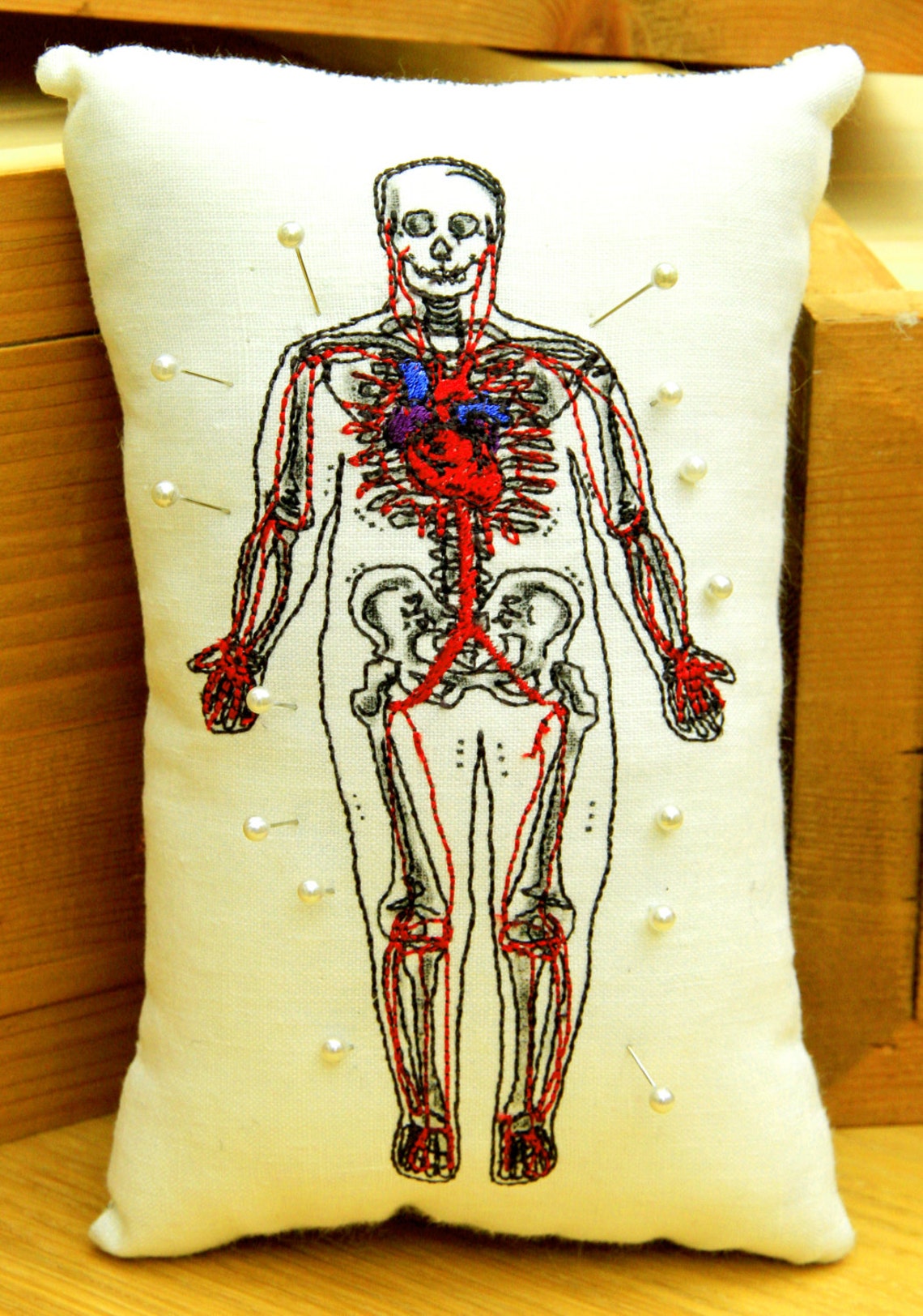 Dissected Human Pin Cushion Alternative Gift Heart Skeleton Creepy ...