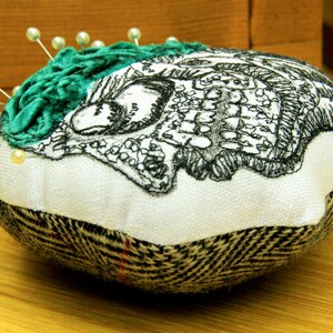 Cross-section of the Head Embroidered Pin Cushion With Velvet Brain - Etsy