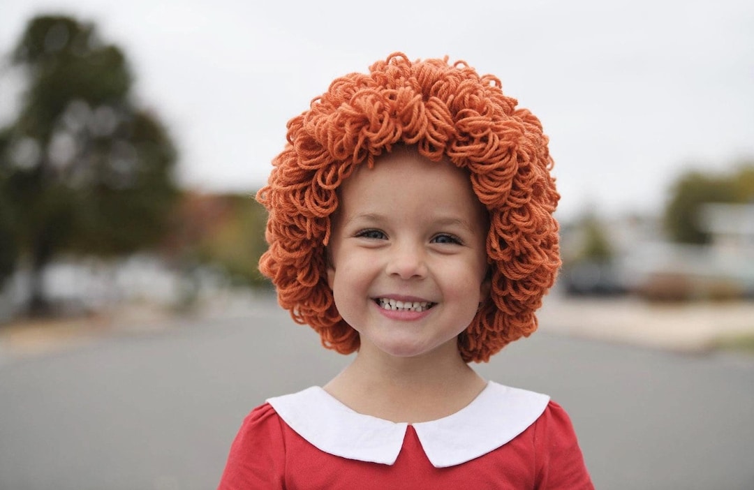 Orphan Annie Wig Hat Orange Red Hair Short Curly All Sizes Available ...