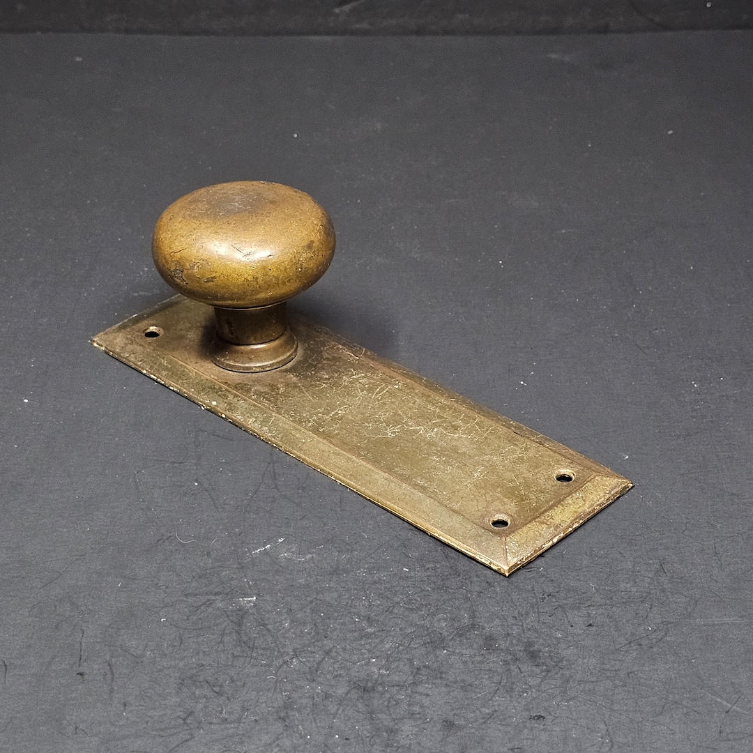 Antique Single Door Knob & Back Plate Solid Brass Set - Etsy