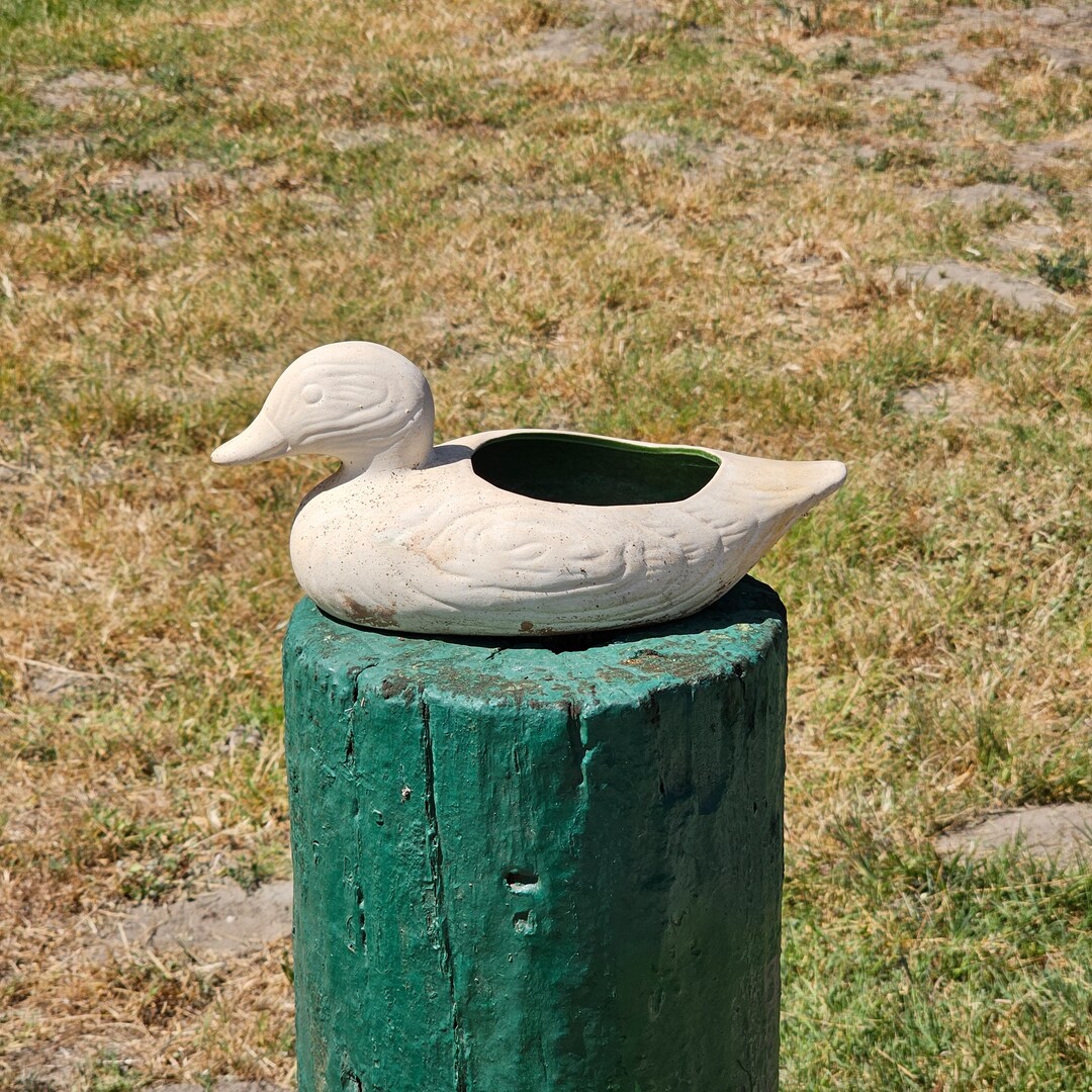 California Pottery Clay Duck Planter White 11" L - Etsy