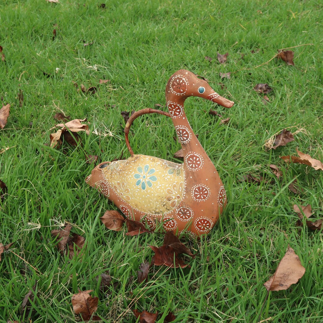 Goose Shaped Garden Decor Metal Watering Can Mexican Style Paint 12 H ...