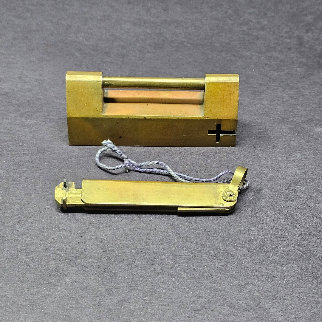 Antique Chinese Brass Padlock " Cross " Shaped Keyhole - Etsy