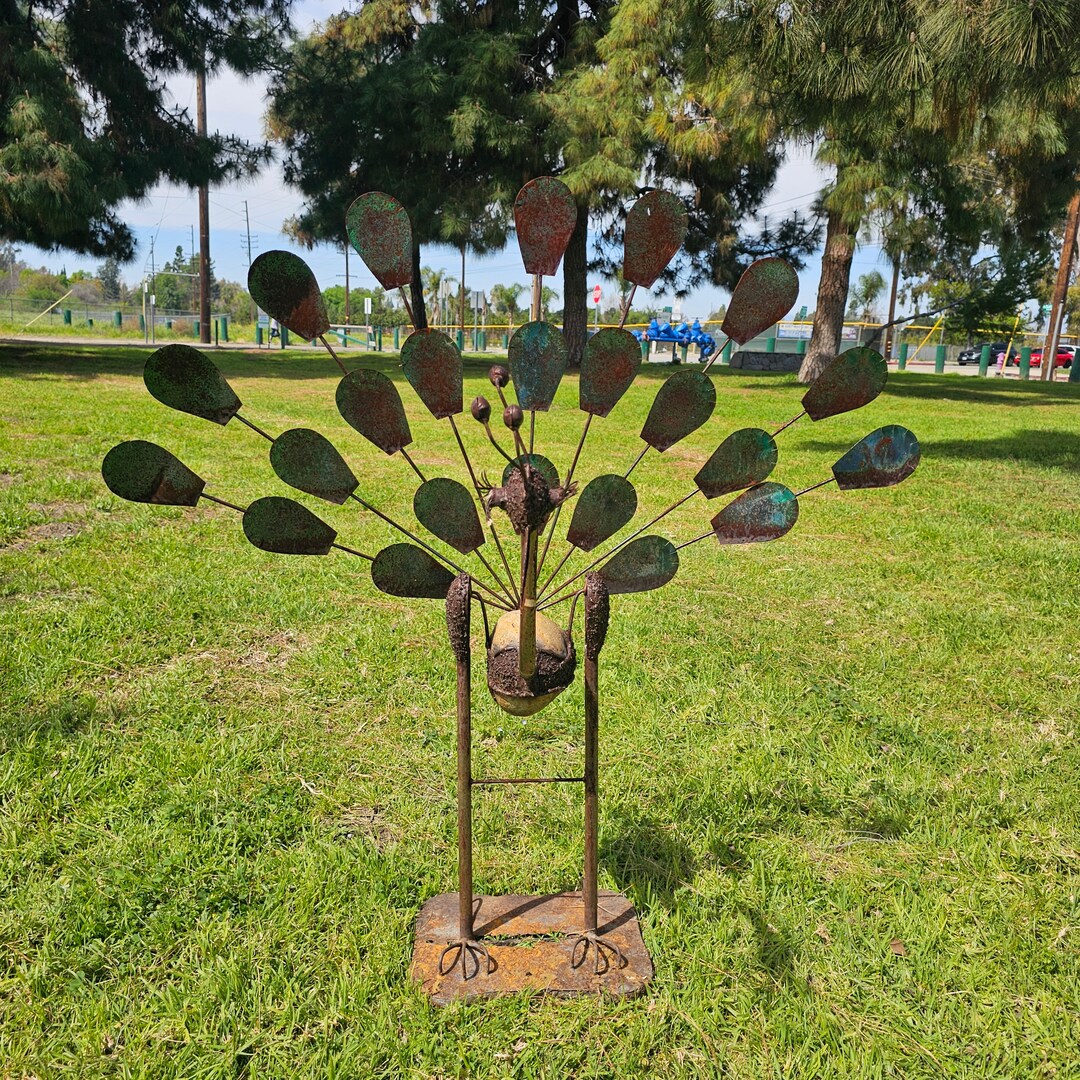 Local Pickup Only Large Metal Rocking Peacock Moving Garden Sculpture ...