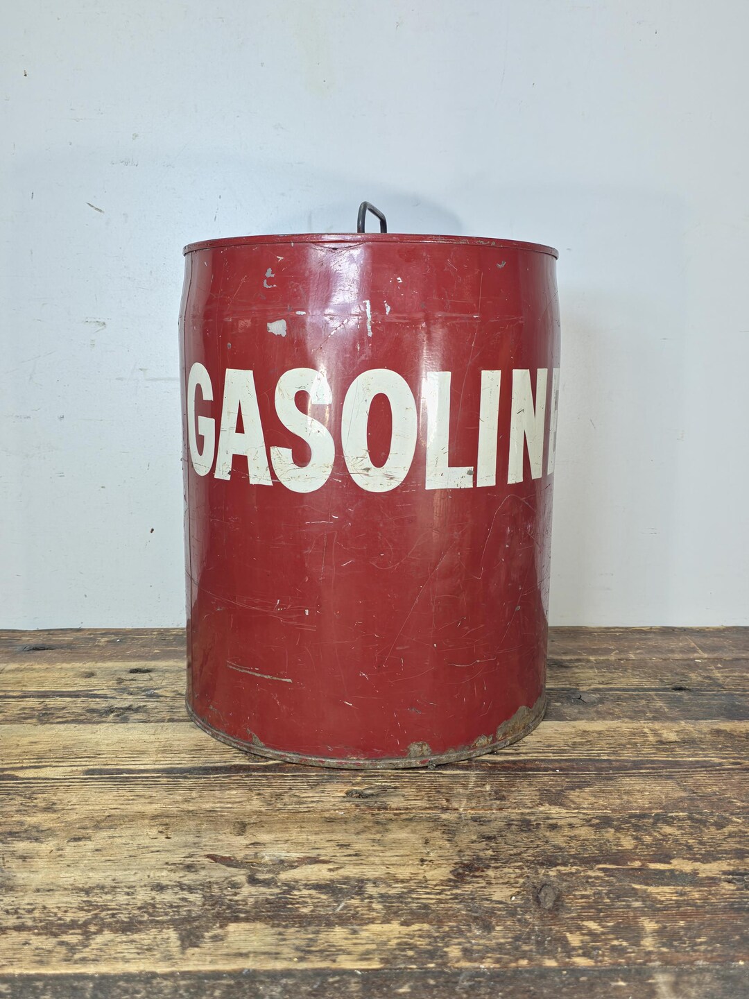 Vintage Gasoline Can – Myers Drum Co. 1978 – Industrial Red Metal Drum ...
