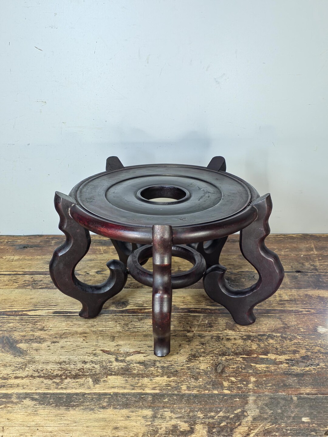 Vintage Asian Carved Wood Display Stand 15" Large Base – Usable Space ...