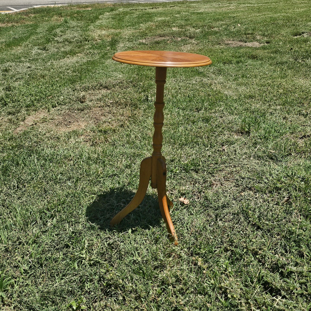 Oak Wood Plant Stand Table 11.75 Dia X 22.5 H - Etsy