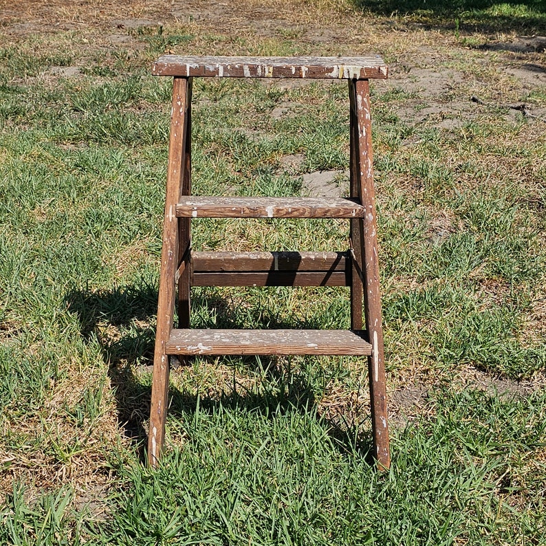 Rustic Wooden 2 Foot Step Ladder Primitive Garden Decor Vintage - Etsy