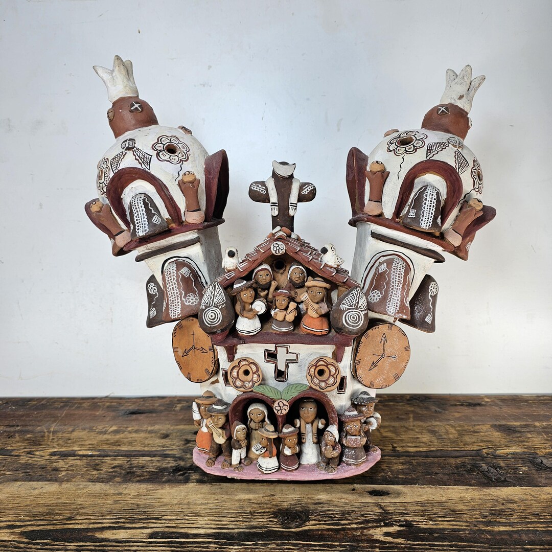 Ayacucho Artisan Terra Cotta Church Folk Art Peruvian Ornament 17"w X ...
