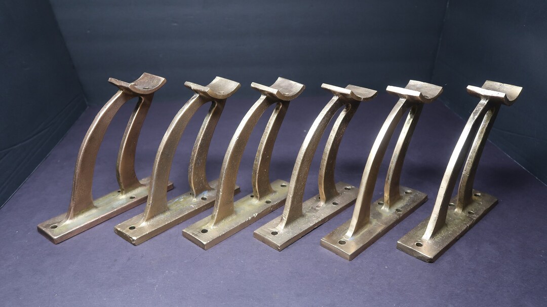Set of 6 Antique Solid Brass Foot Rail Brackets Handcrafted - Etsy