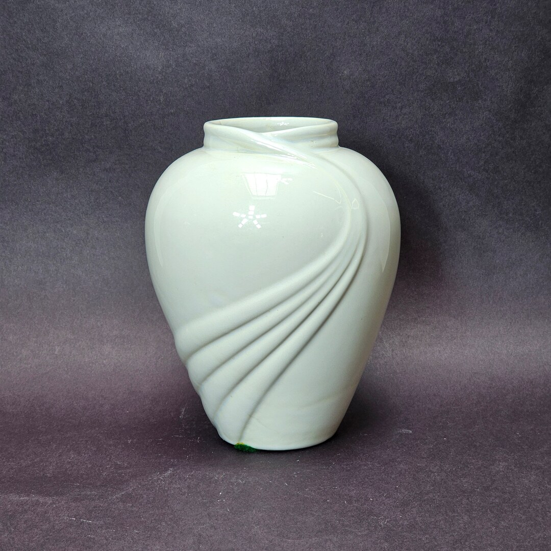 Vintage Haeger Pottery Streamline Swirl Vase 919-08 White Glaze - Etsy