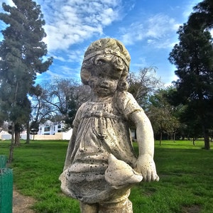 Bashful Betty Cement Garden Statue Little Girl Lawn Decor Weathered H 21.5 - Etsy